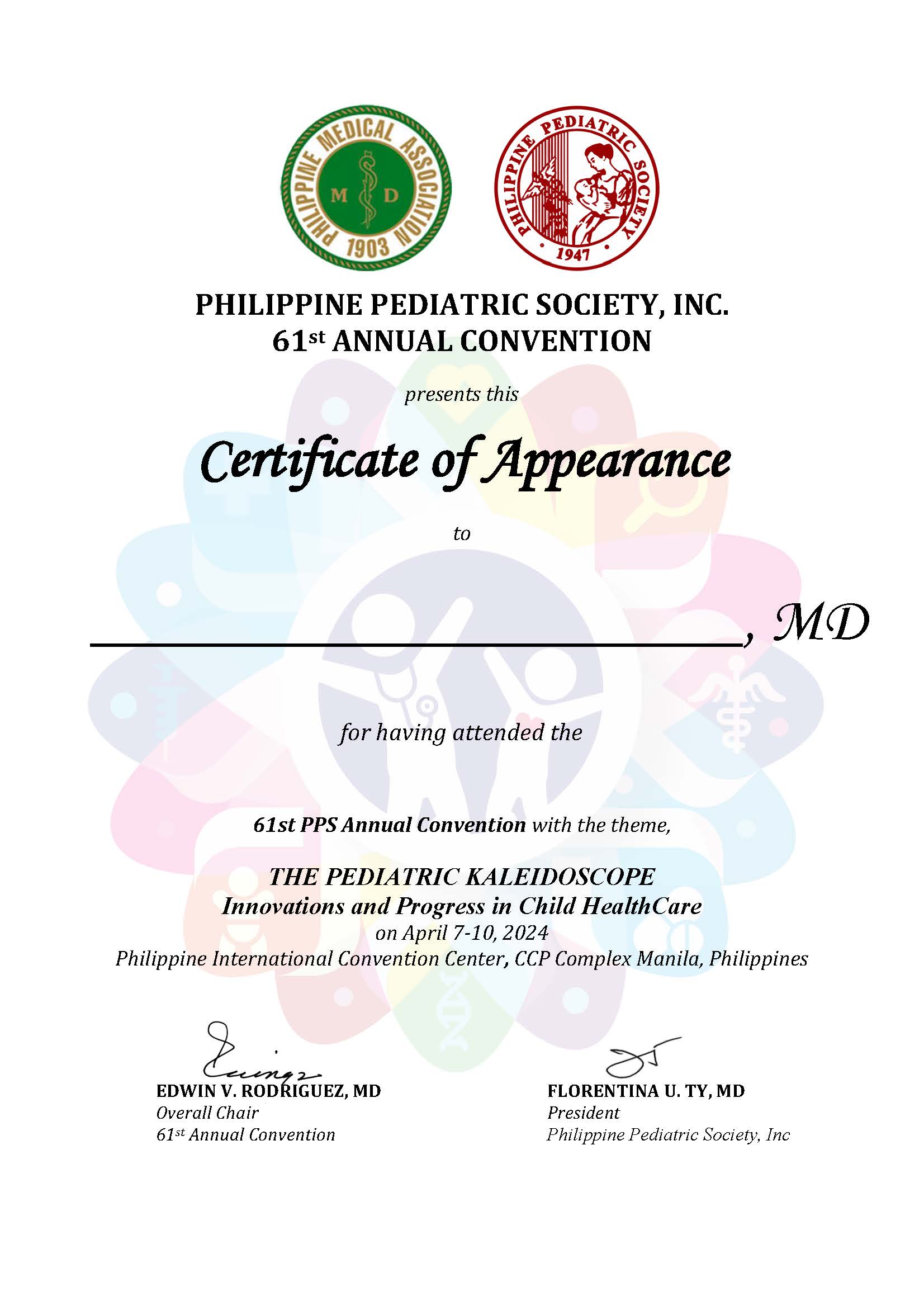 61st AC Certificate of Appearance – Philippine Pediatric Society, Inc.